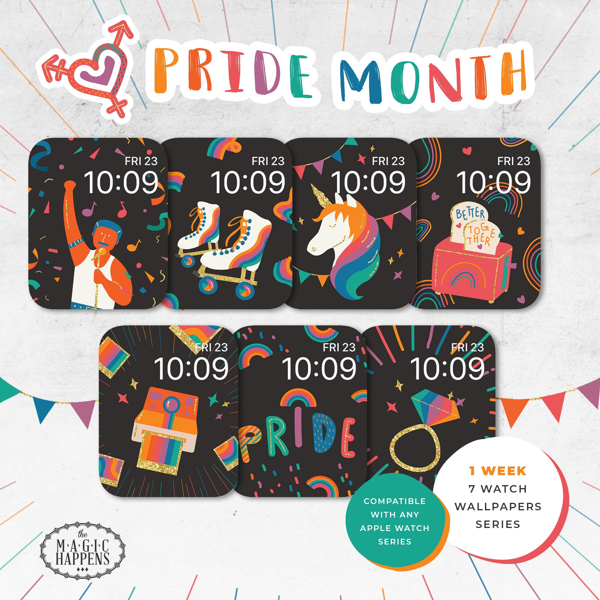 Pride Month Apple Watch Face Gay Pride Apple Watch Wallpaper | Etsy