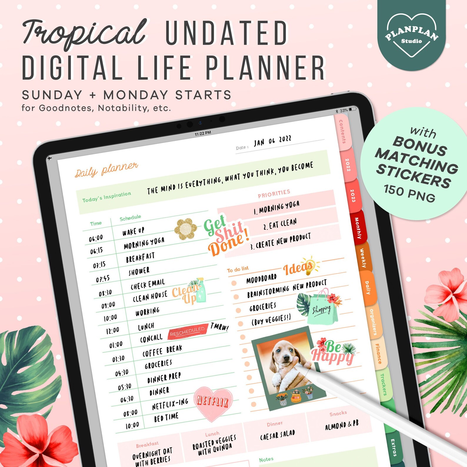 Undated Digital Planner Tropical Digital Life Planner Floral - Etsy