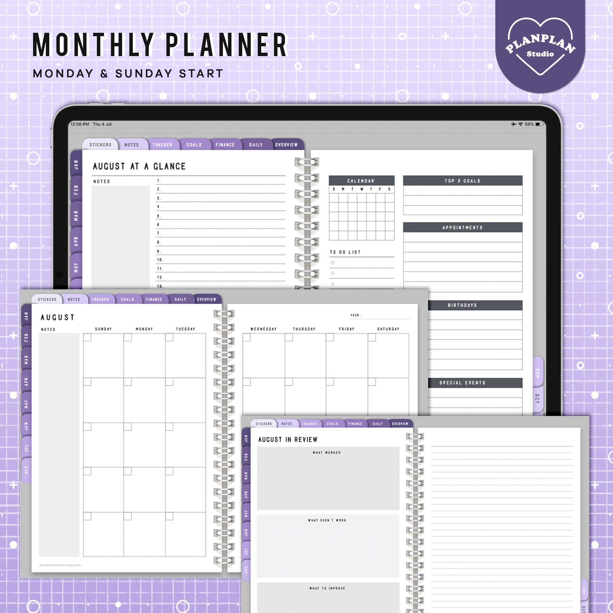 Basic Lilac Digital Planner Purple Lavender Color iPad | Etsy