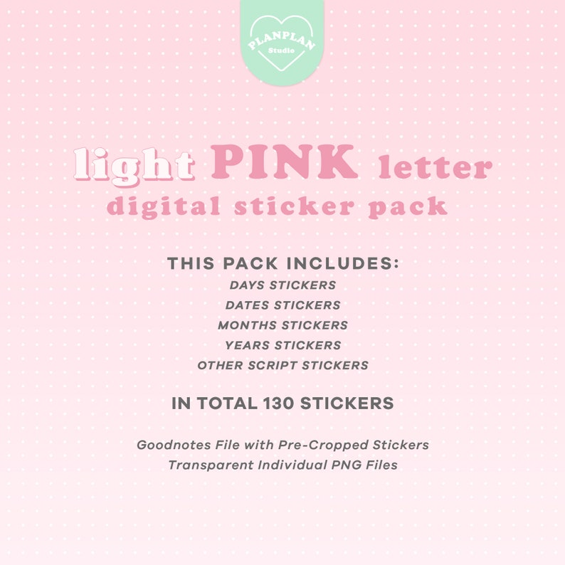Light Pink Pastel Letter Digital Stickers Essential Planner - Etsy