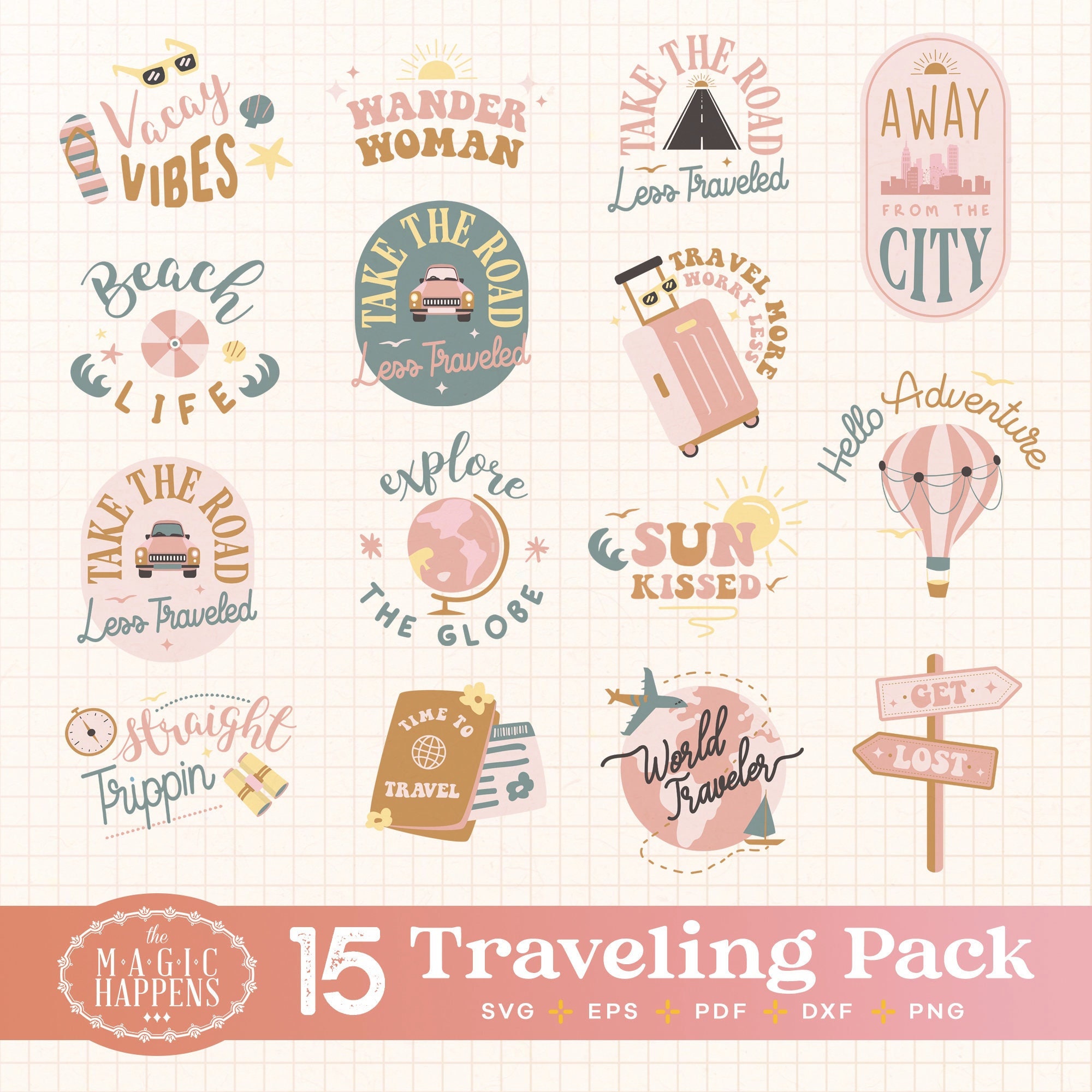 Travel SVG Bundle Back to Travel Vector Cut File Vacation - Etsy