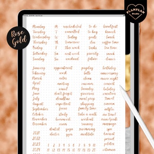 Essentials Script Digital Stickers in Gold Foil, Months, Days, Numbers ...