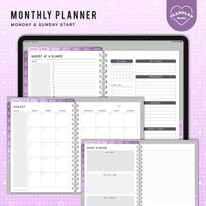 Lavender Digital Planner, Purple Basic Color iPad Planner, Undated ...