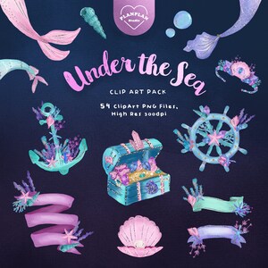 Under the Sea Clip Art, Mermaid Clip Art, Hand Drawn Mermaid ...