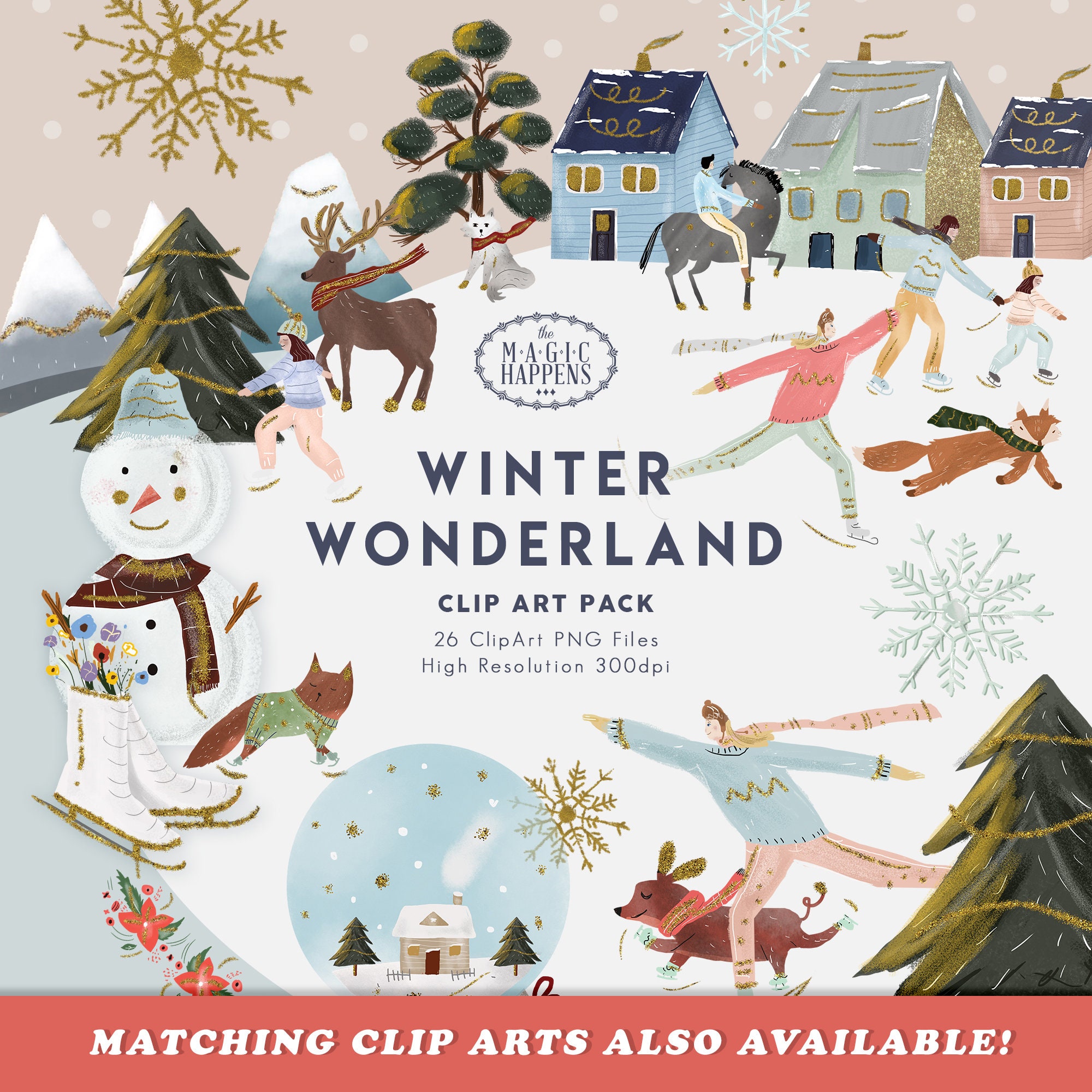 Winter Wonderland Planner Stickers December Digital Stickers | Etsy