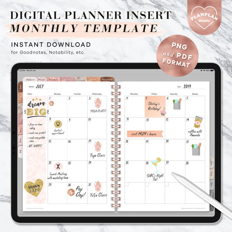Monthly Planner Inserts for Digital Planner or Digital Journal | Etsy