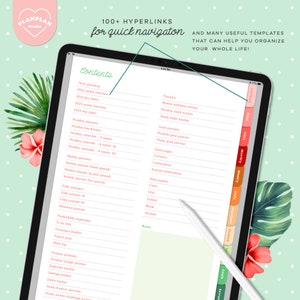 Undated Digital Planner, Tropical Digital Life Planner, Floral ...