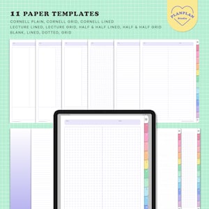 12 Tab Digital Notebook in Pastel Colors, Hyperlink PDF, Lined, Grid ...