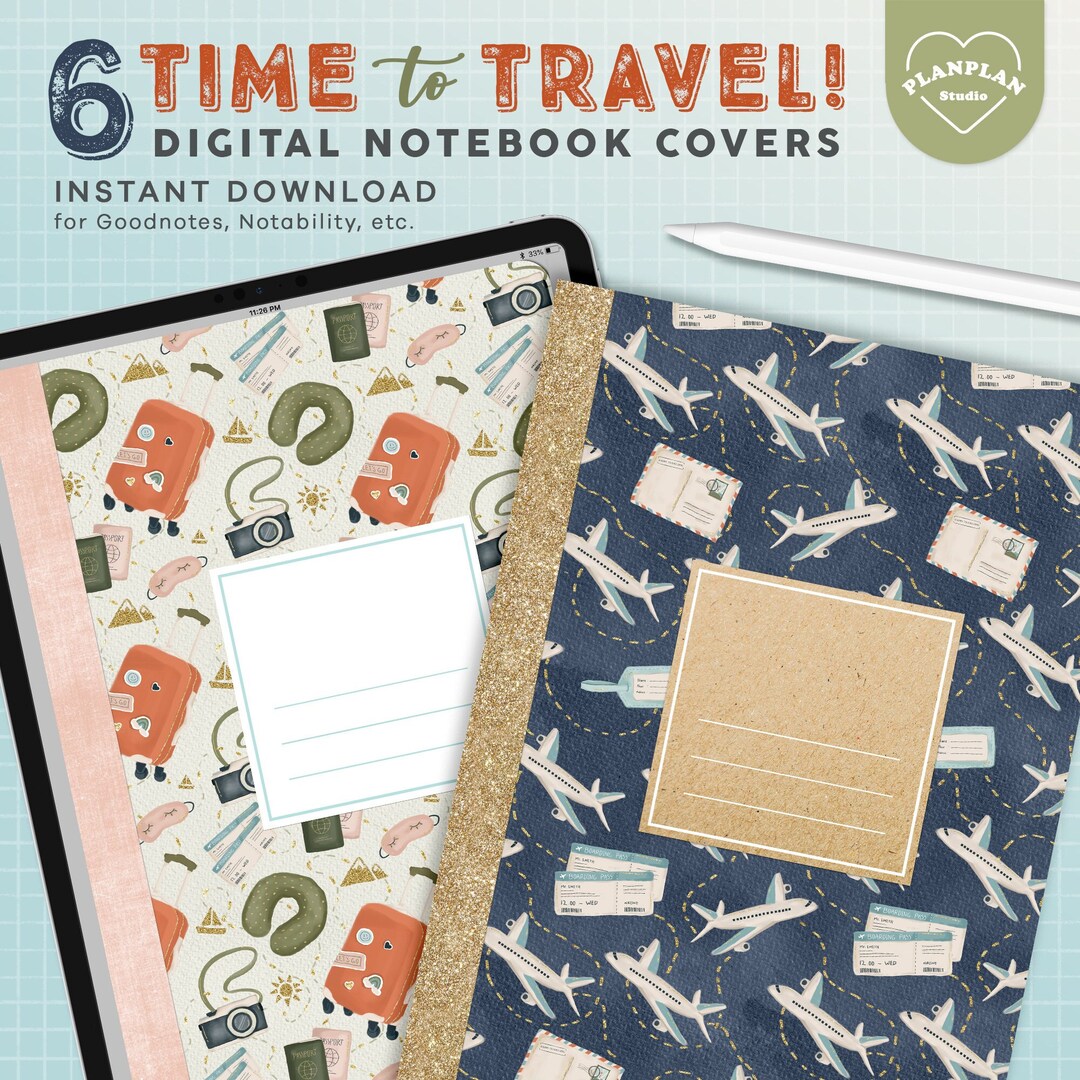 Time to Travel Digital Planner Cover, Travel Journal Notebook Cover ...