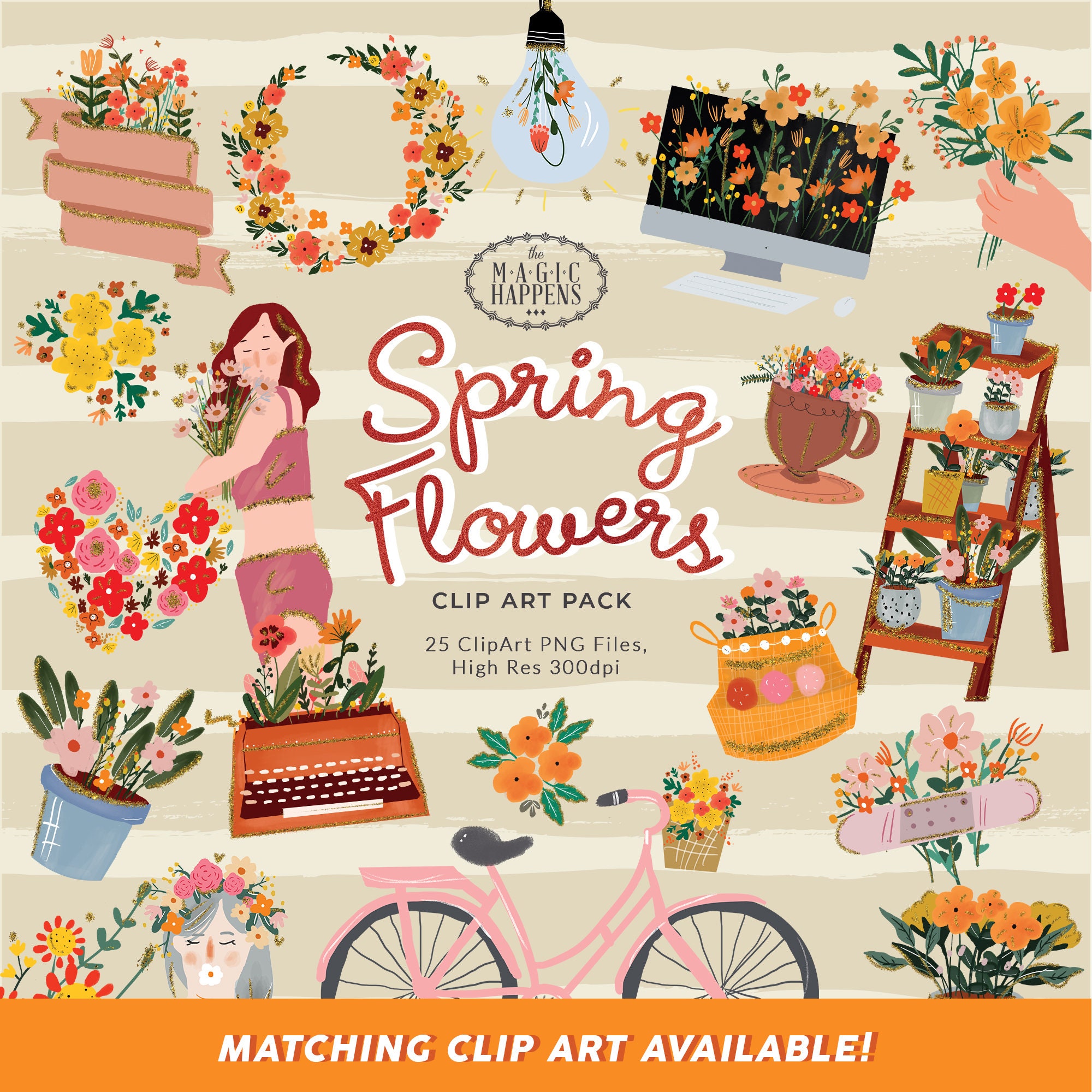 Spring Flowers Planner Stickers Floral Digital Stickers | Etsy