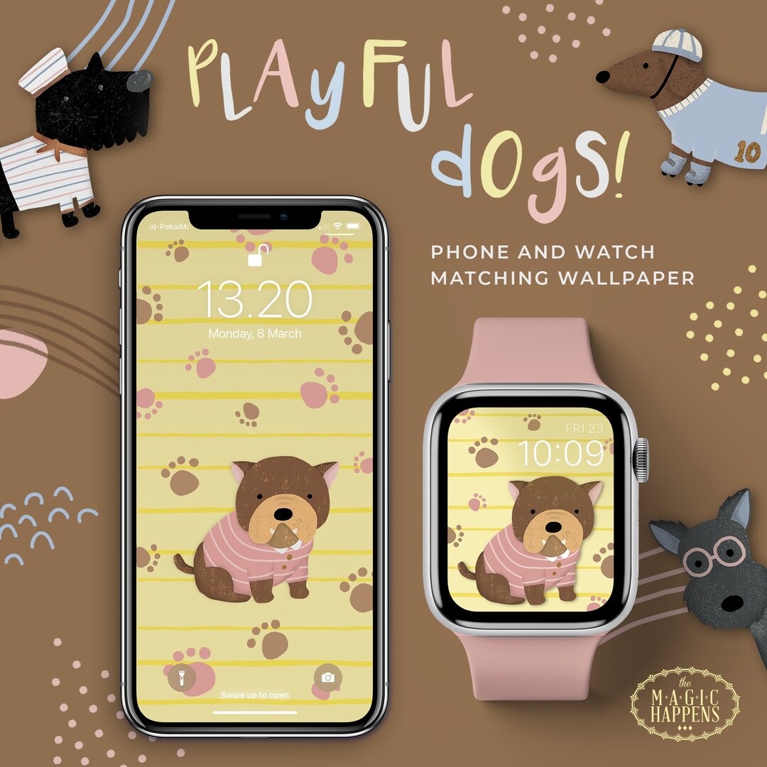 Apple Watch Face Playful Dogs Apple Watch Wallpaper Lie Dog - Etsy España