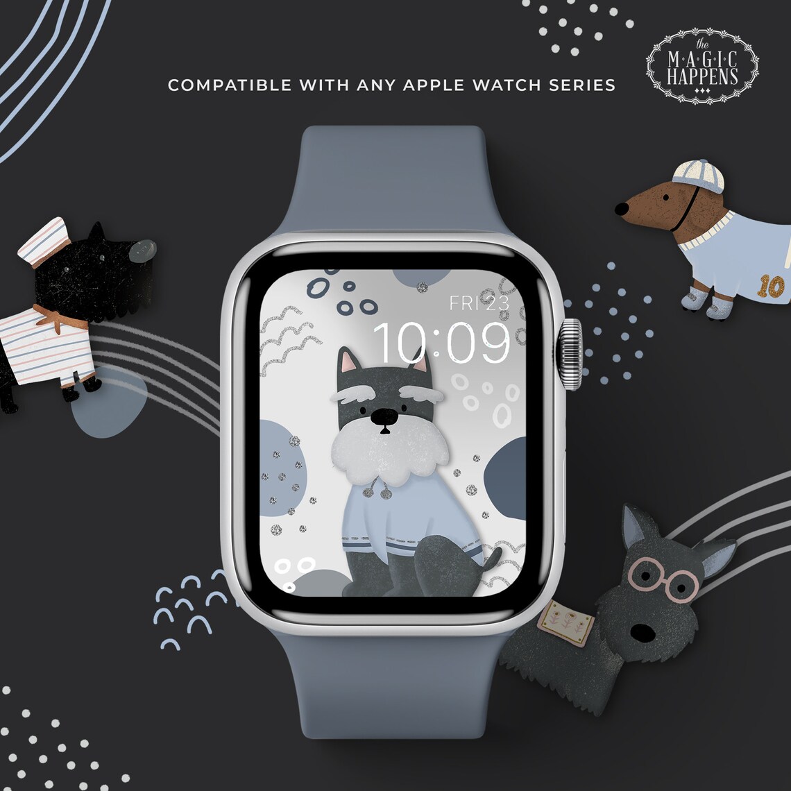 Apple Watchface Playful Dogs, Apple Watch Wallpaper Cute Dogs, Dog ...