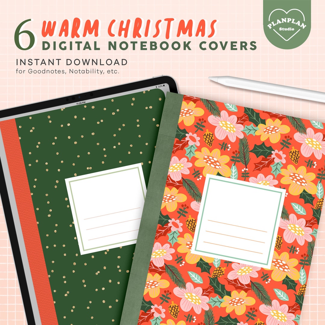 Christmas Digital Planner Cover, Warm Christmas Notebook Cover for ...