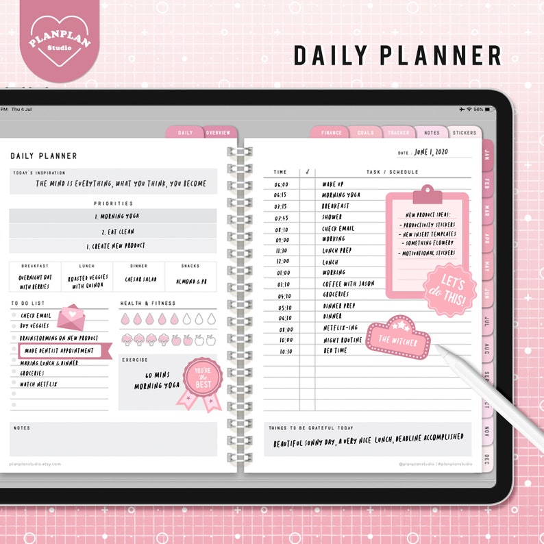 Basic Pink Digital Planner Pink Blush Color Ipad Planner - Etsy