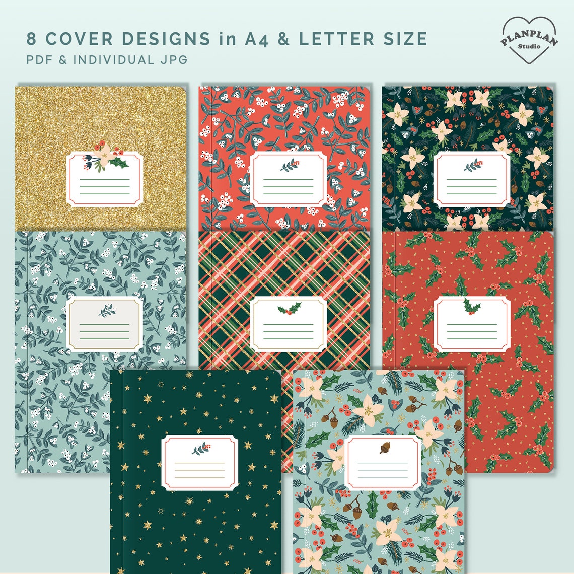 Winter Floral Digital Planner Cover Christmas Planner Cover - Etsy