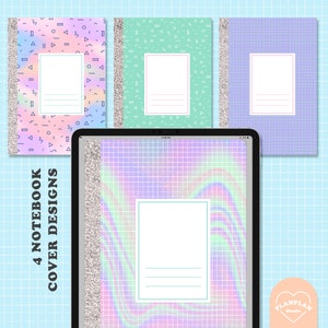 12 Tab Digital Notebook in Pastel Colors, Hyperlink PDF, Lined, Grid ...