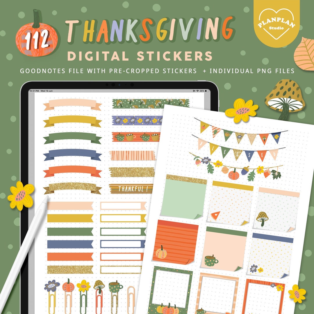 Thanksgiving Planner Stickers, November Digital Stickers, Autumn ...