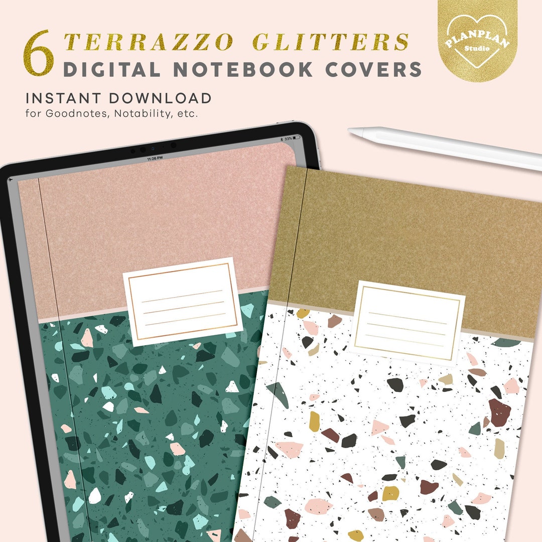 Terrazzo Glitters Digital Planner Cover, Digital Notebook Cover for ...