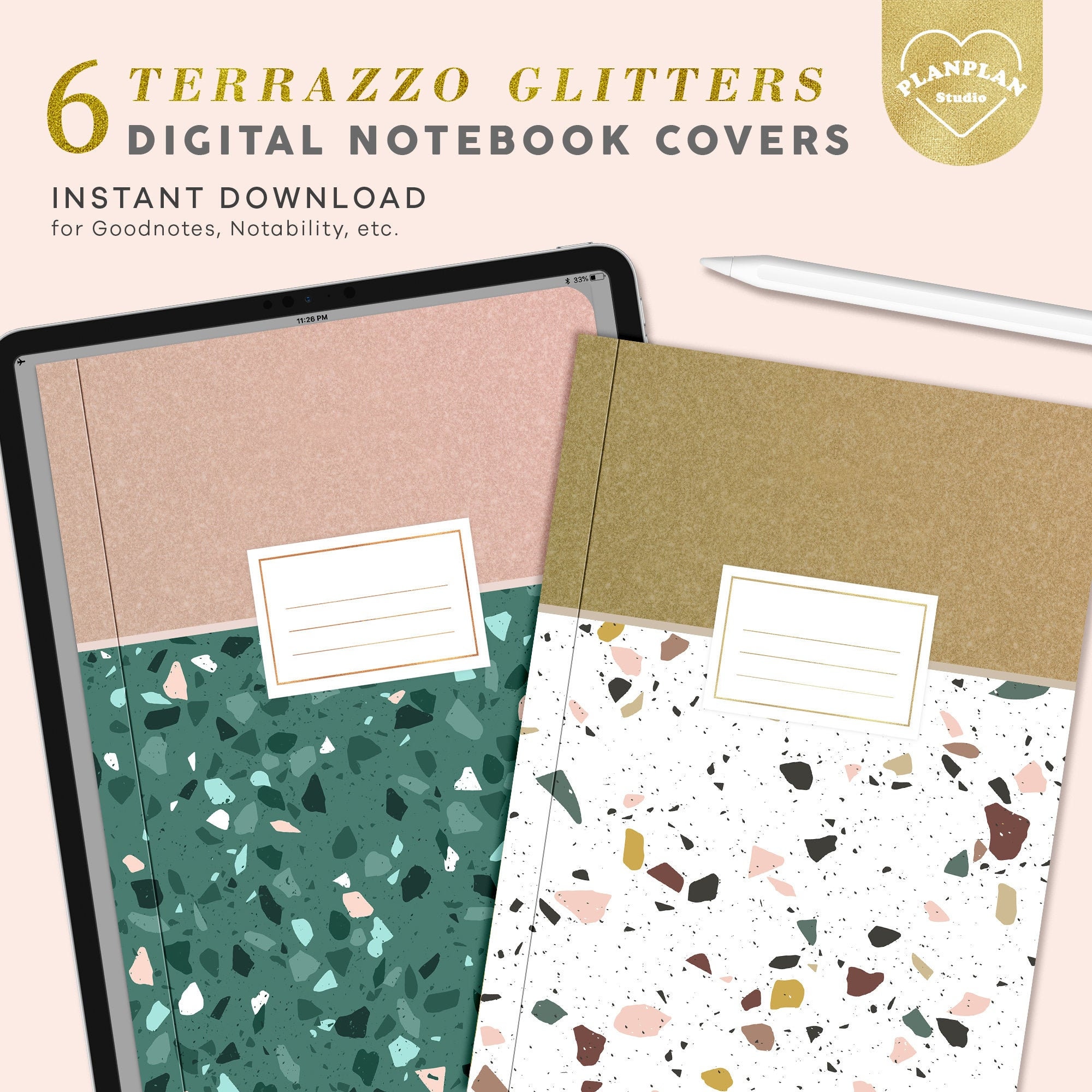 Terrazzo Glitters Digital Planner Cover Digital Notebook - Etsy