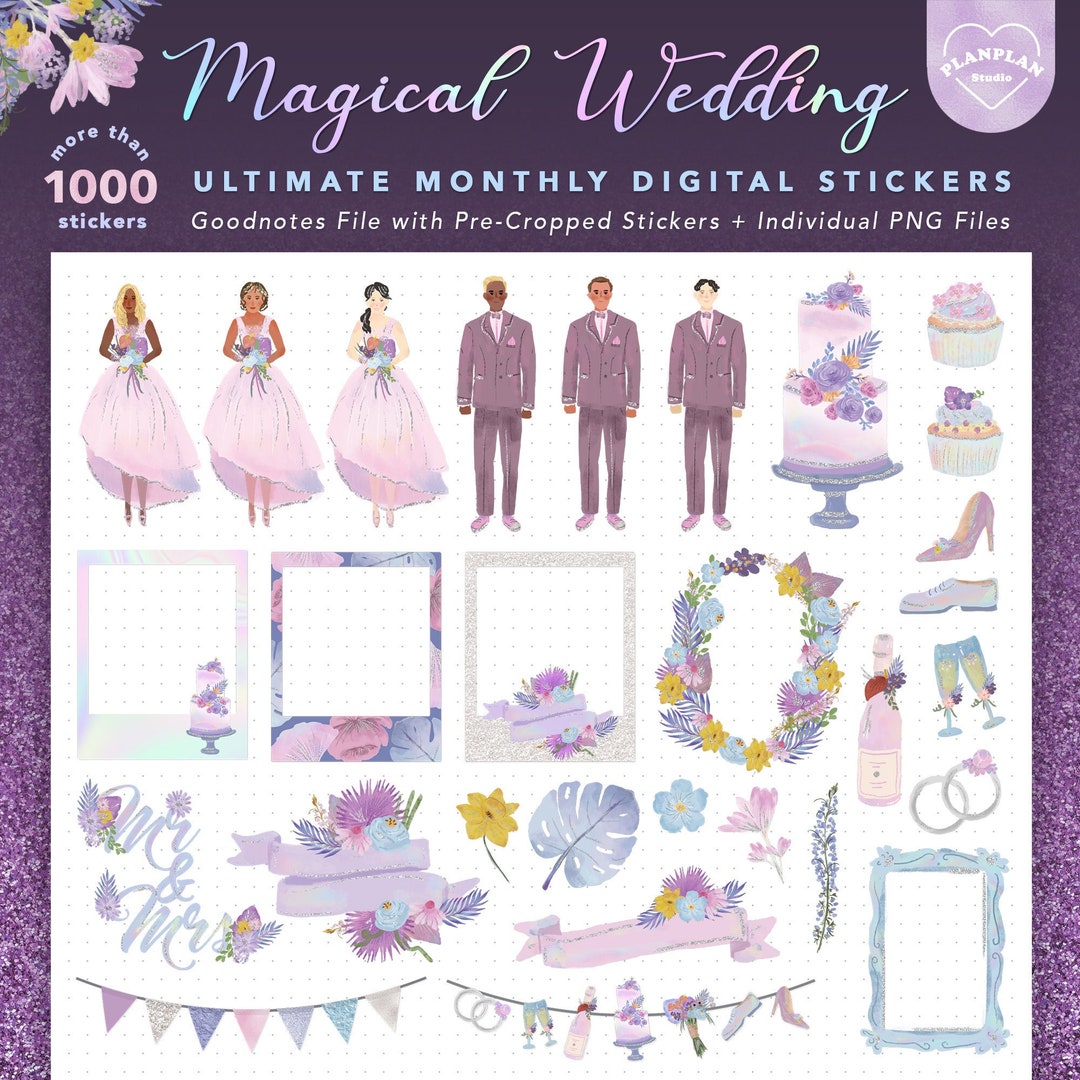 Magical Wedding Digital Planner Stickers, Wedding Stickers, Bride Groom ...