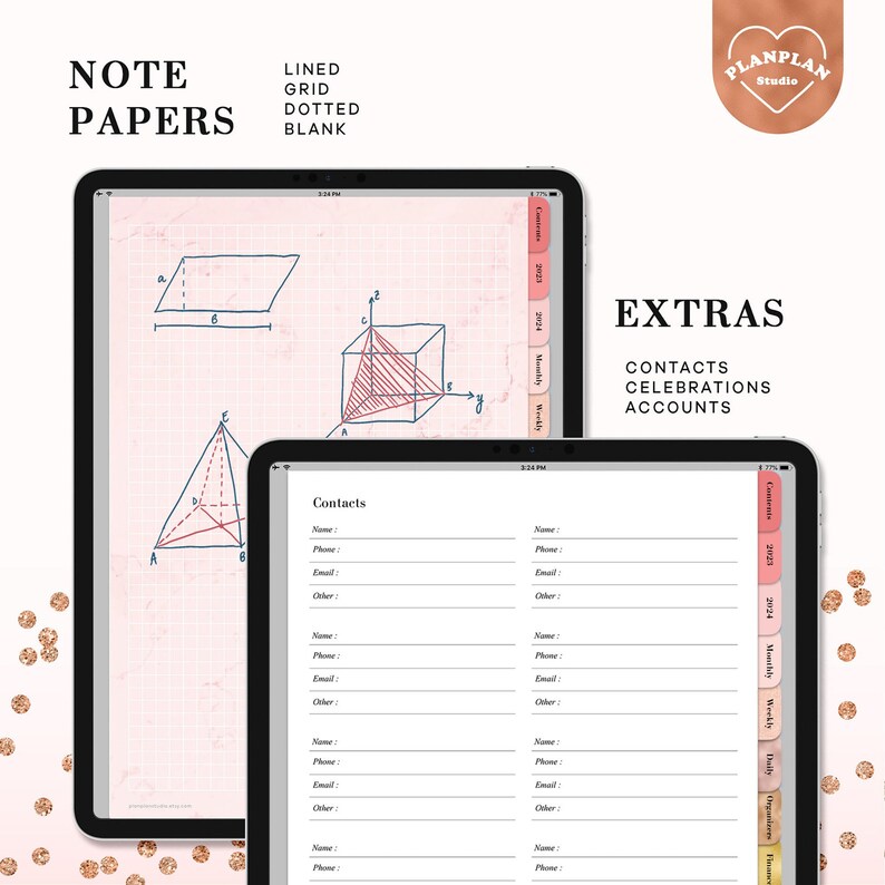 Digital Life Planner Goodnotes Planner Undated Rosegold - Etsy