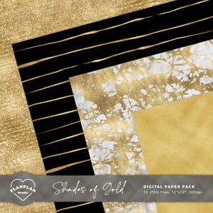 Shades of Gold Digital Paper, Glittery Rosegold Foil Digital Paper ...