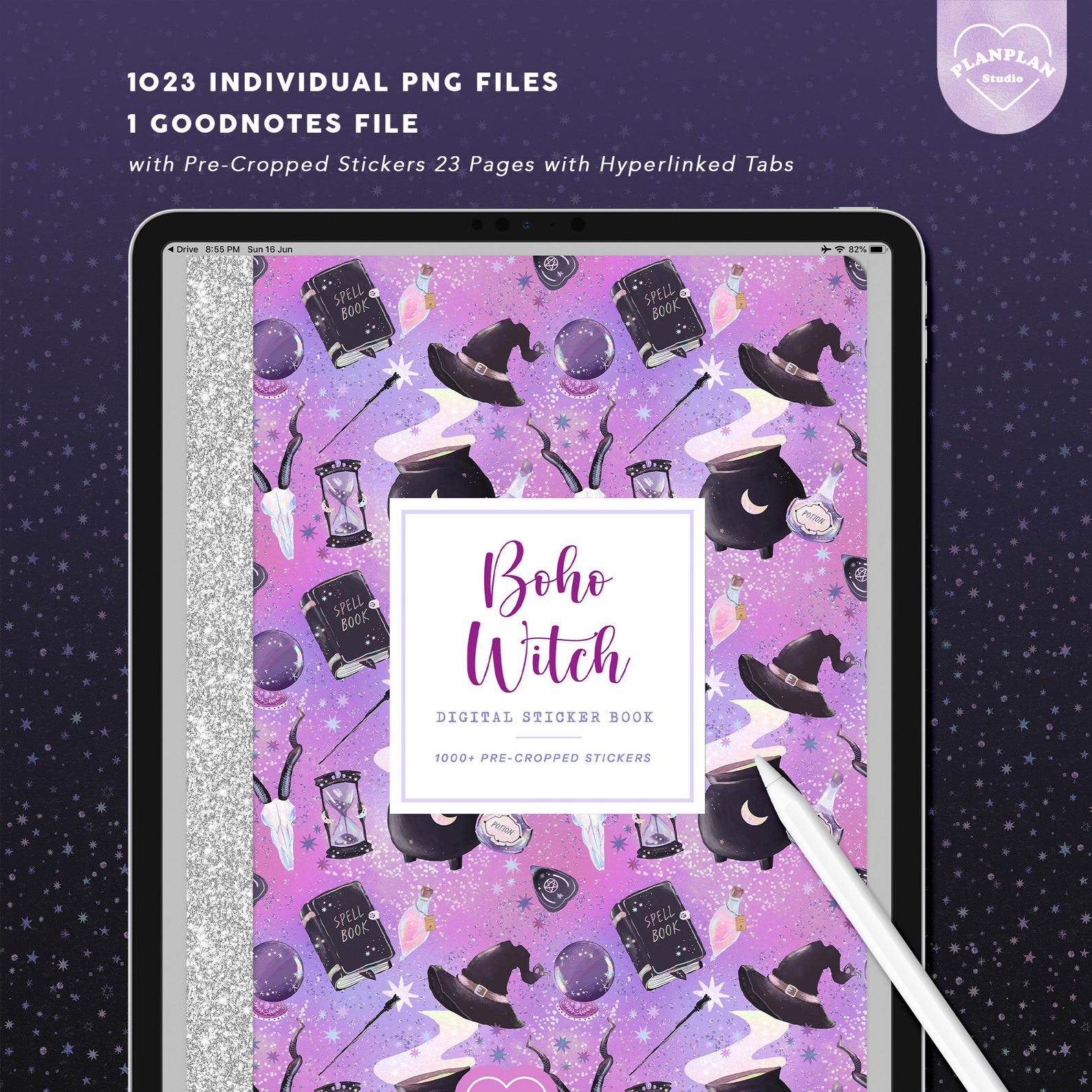 Boho Witch Digital Planner Stickers, October Monthly Digital Stickers ...