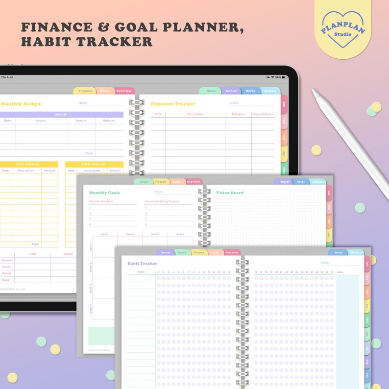 Digital Planner, iPad Planner, Goodnotes Planner, Pastels Marble ...