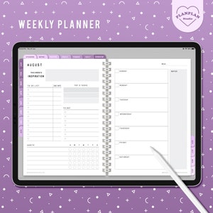 Lavender Digital Planner, Purple Basic Color iPad Planner, Undated ...