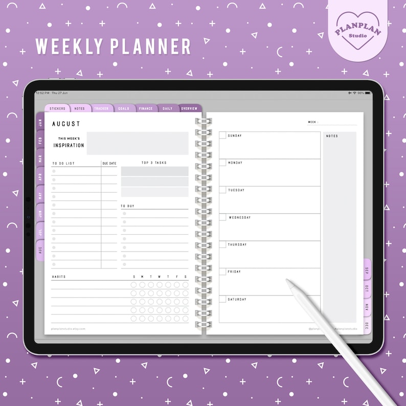 Lavender Digital Planner Purple Basic Color Ipad Planner - Etsy