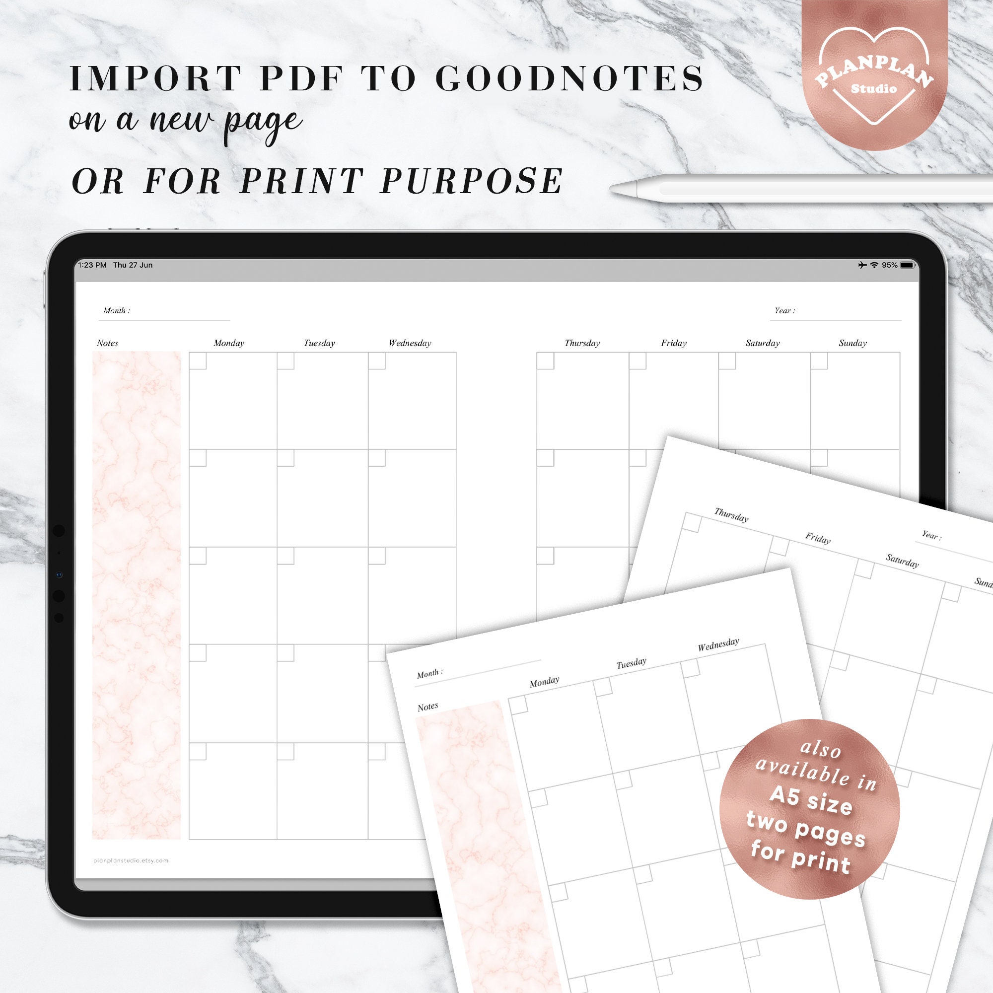 Monthly Planner Inserts for Digital Planner or Digital Journal | Etsy