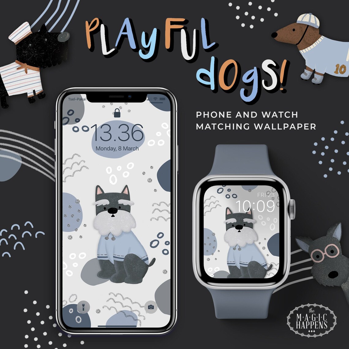 Apple Watchface Playful Dogs, Apple Watch Wallpaper Cute Dogs, Dog ...