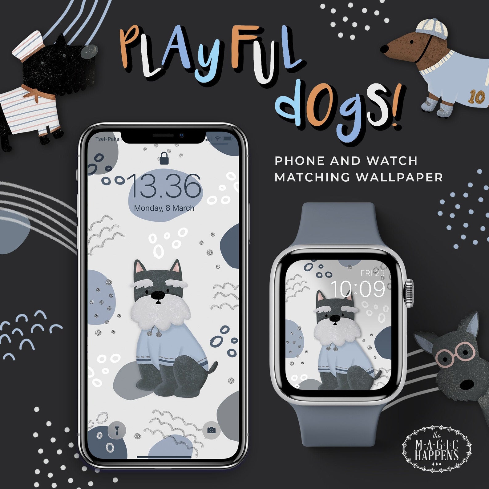 Apple Watchface Playful Dogs Apple Watch Wallpaper Cute Dogs - Etsy