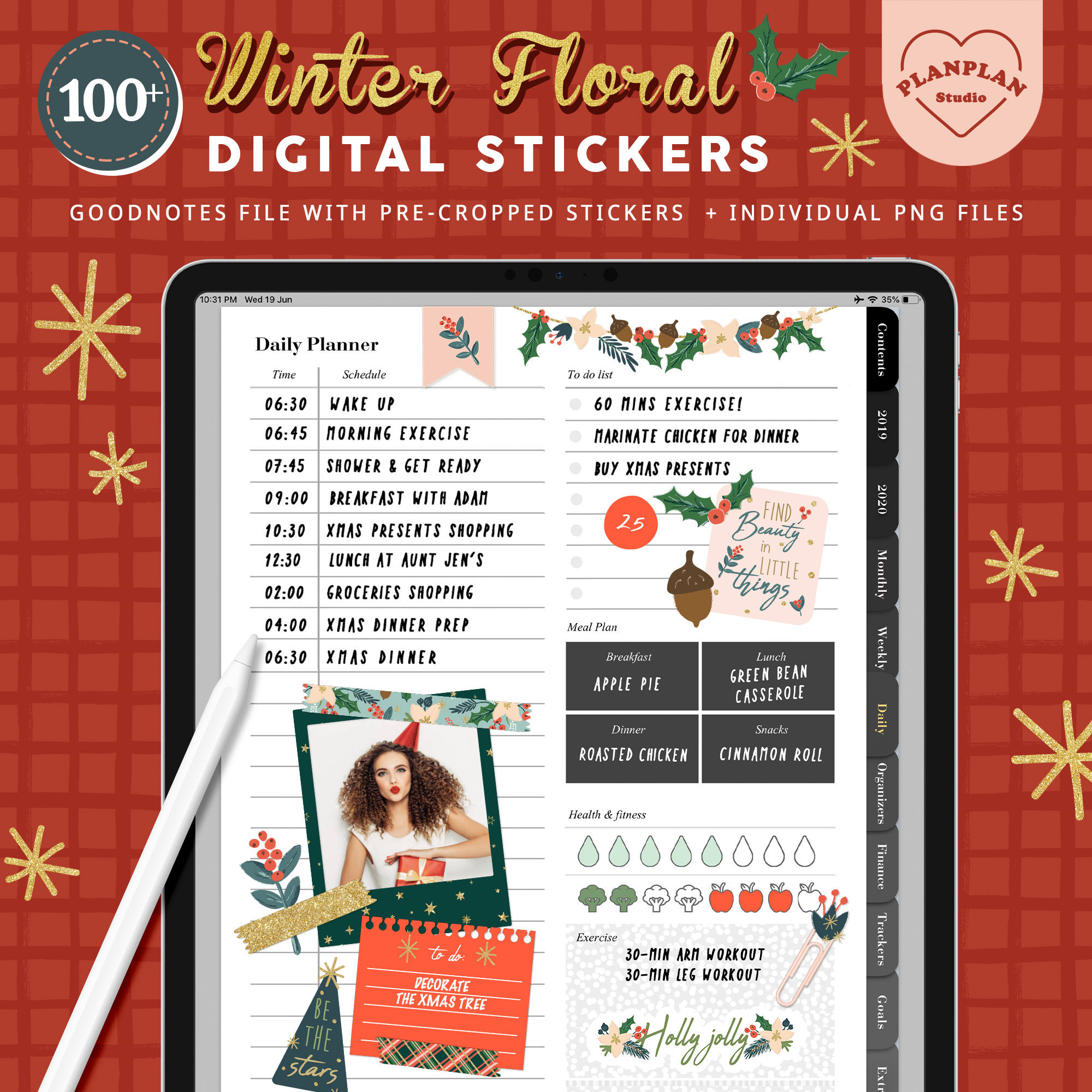 Christmas Digital Stickers for Goodnotes Winter Floral | Etsy