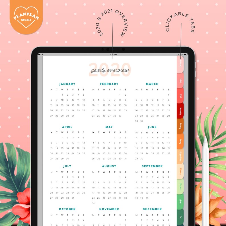 Undated Digital Planner Tropical Digital Life Planner Floral | Etsy