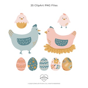 Pastel Easter Clip Art, Hand Drawn Easter PNG, Easter Bunny ...