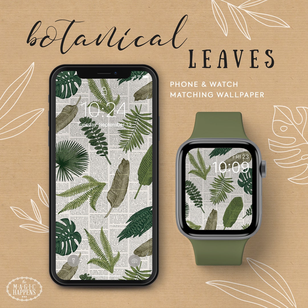Apple Watch Wallpaper Botanical Leaves #1, Aesthetic Wallpaper Watch ...
