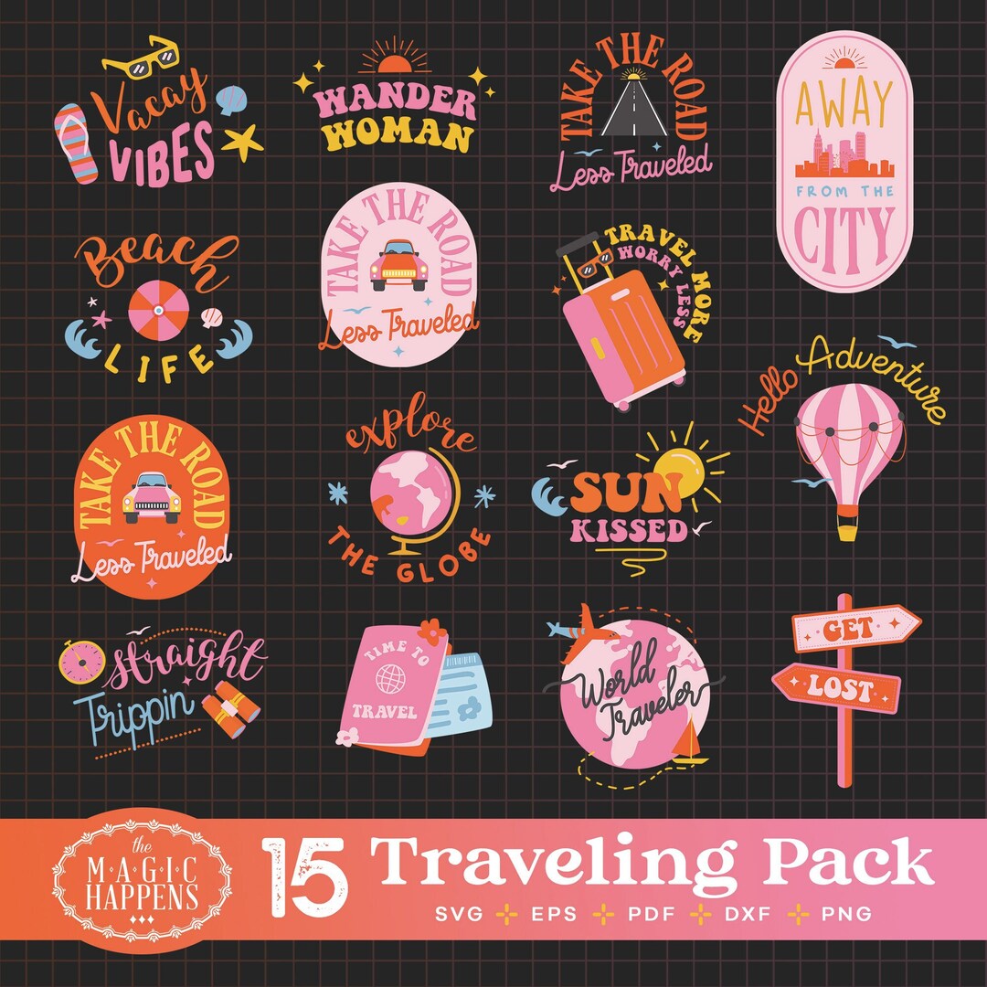 Travel SVG Bundle, Back to Travel Vector Cut File, Vacation Vector ...