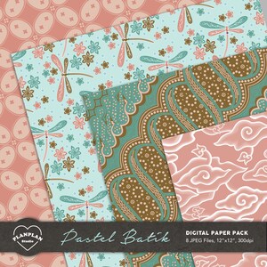 Pastel Batik Digital Paper, Traditional Batik Pattern, Ethnic Batik ...