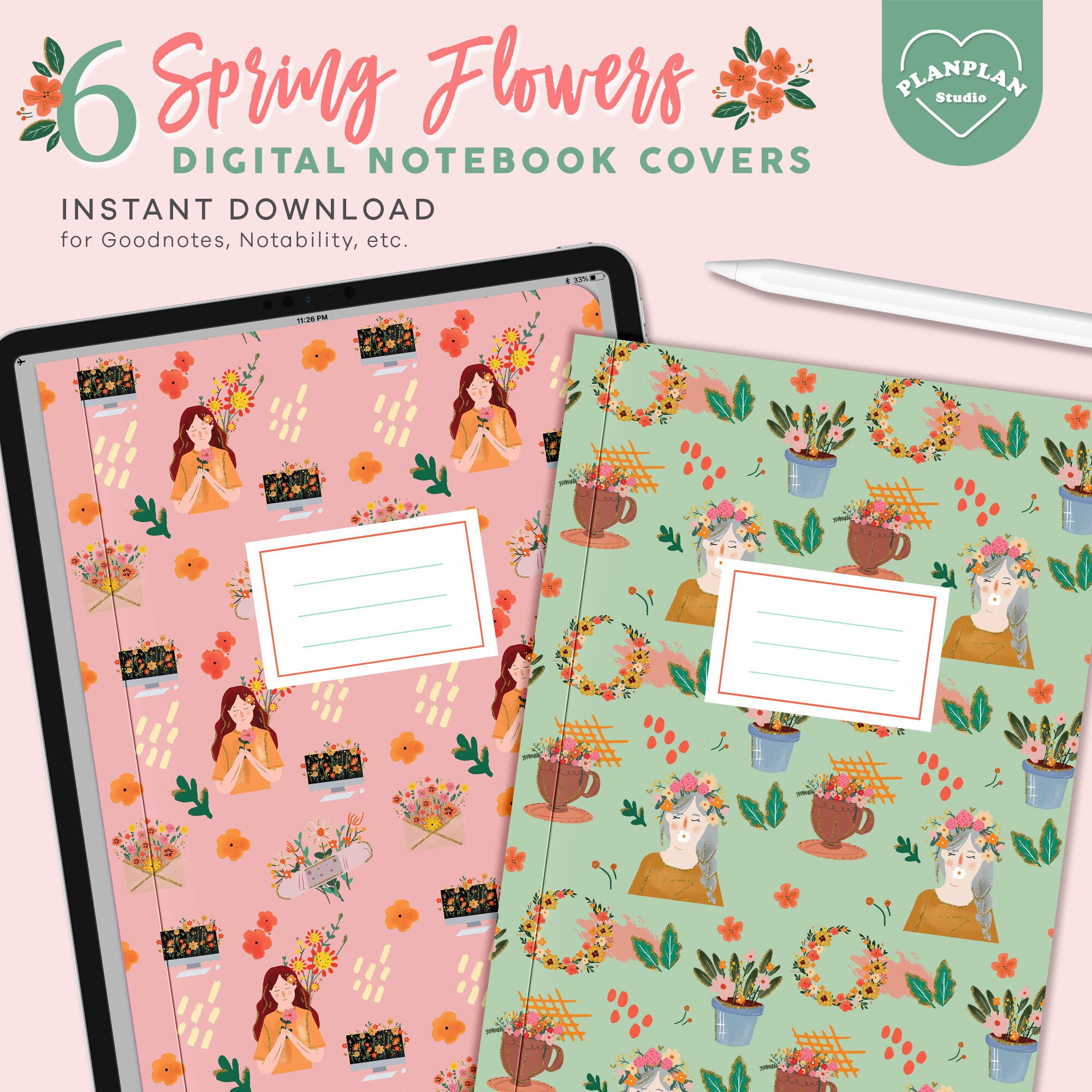 Floral Digital Planner Cover for Goodnotes Notability A4 & Letter ...