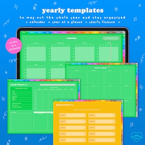 Digital Planner UNDATED, Rainbow Pop Digital Planner, Colorful Korean ...