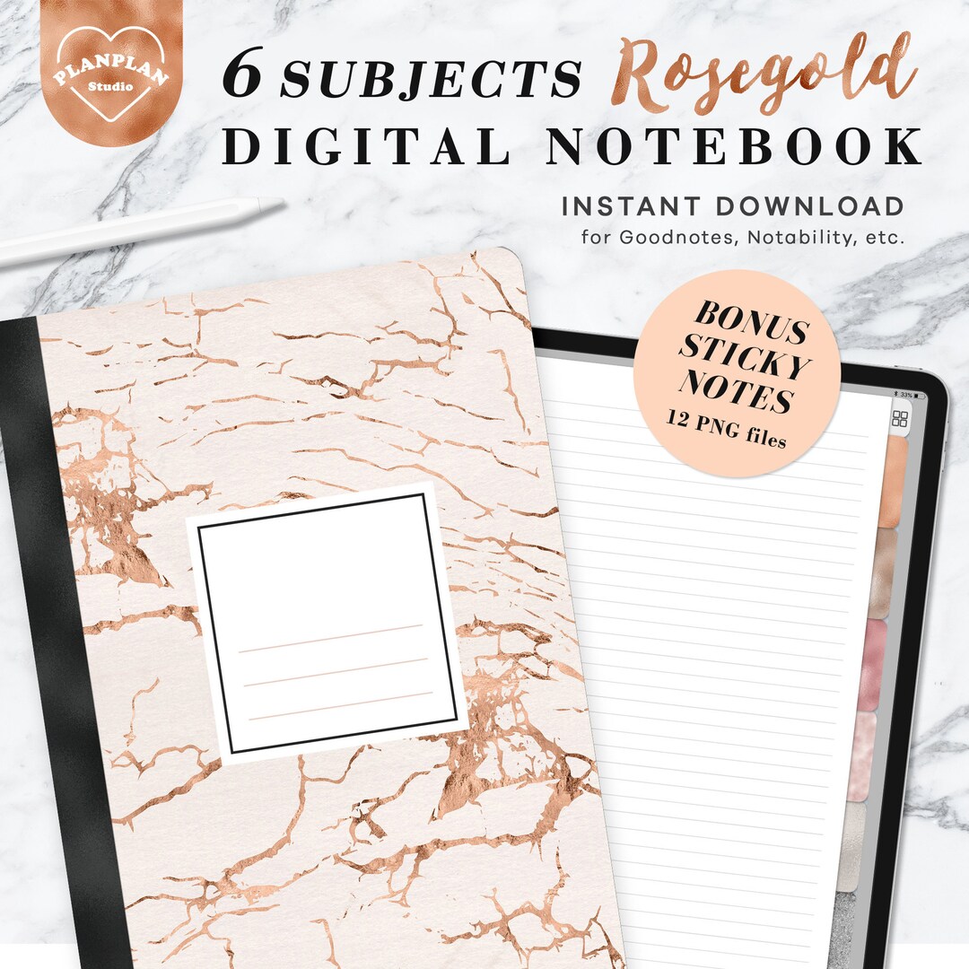 Digital Notebook Rosegold Marble, Goodnotes Notebook, Goodnotes Digital ...