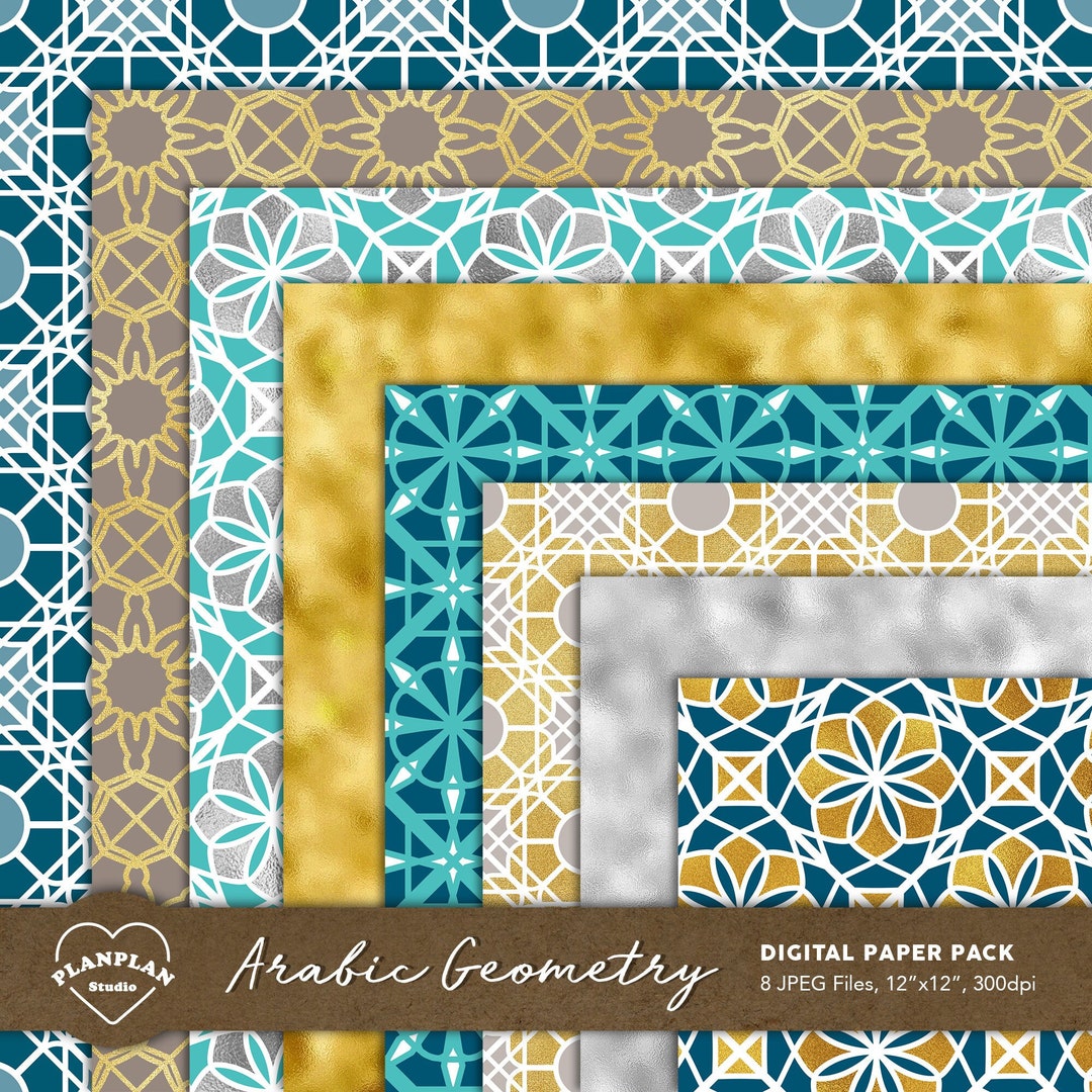 Arabic Geometry Digital Paper, Eid Mubarak Seamless Pattern, Ramadan ...