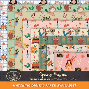 Spring Flowers Planner Stickers, Floral Digital Stickers, Flower ...