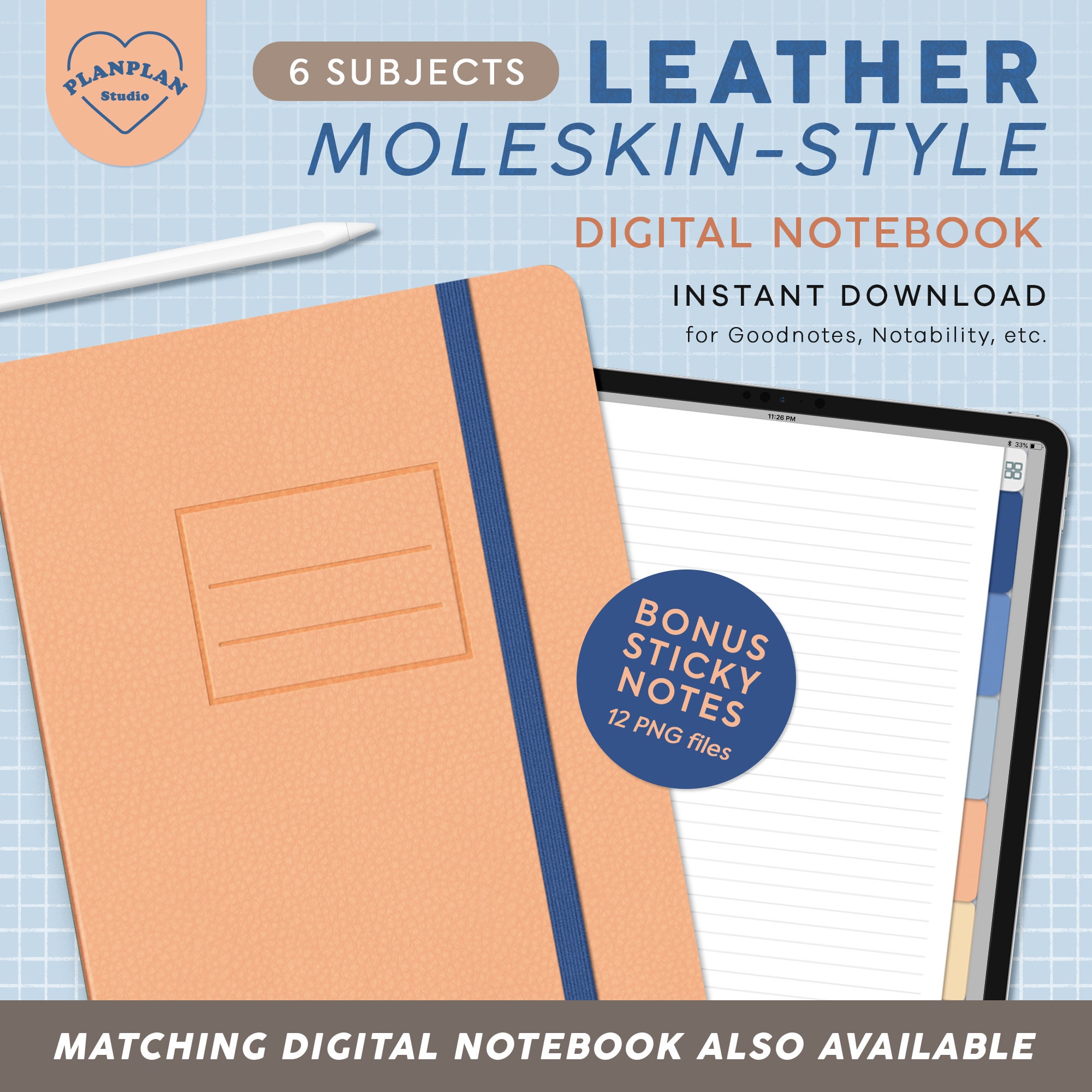 Leather Digital Planner Cover for Goodnotes Notability A4, Moleskin ...
