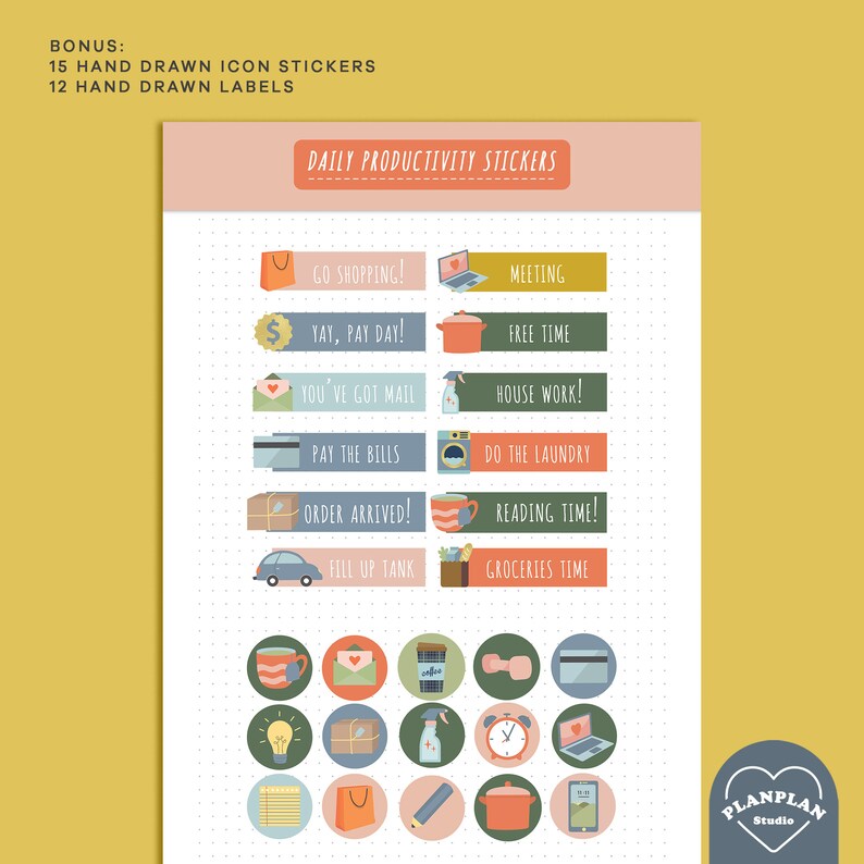 Daily Productivity Digital Planner Stickers for Goodnotes - Etsy