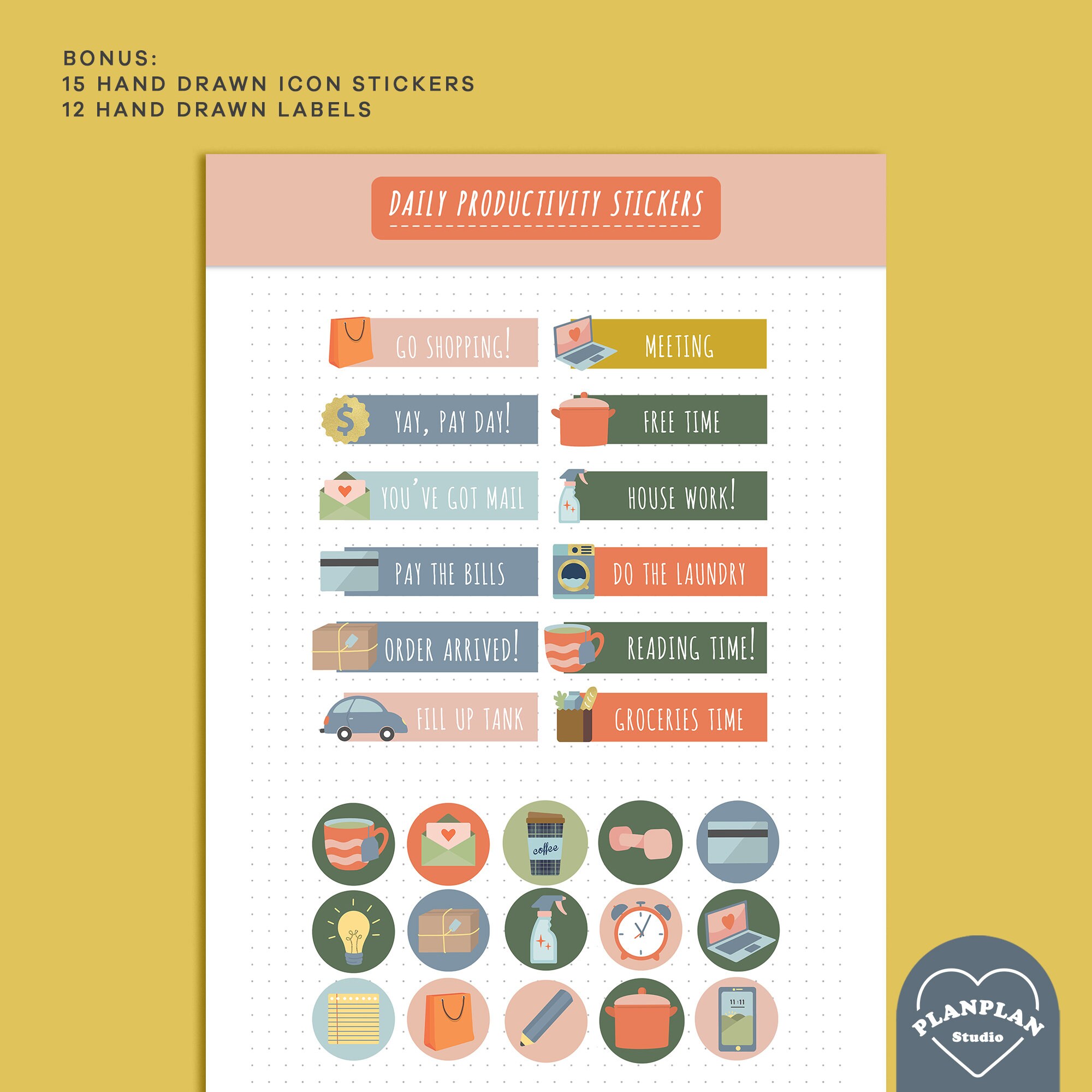 Daily Productivity Digital Planner Stickers for Goodnotes - Etsy