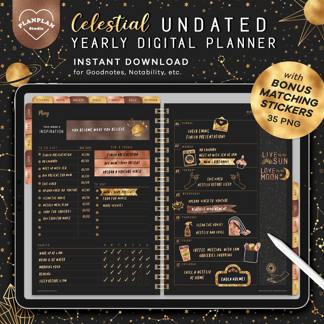 Celestial Digital Planner, iPad Planner, Goodnotes Planner in Cosmic ...