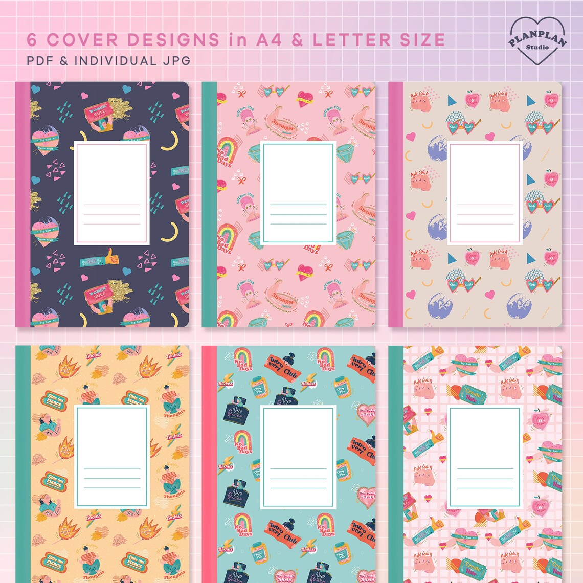 Girl Power Digital Planner Cover Feminist Notebook Cover | Etsy