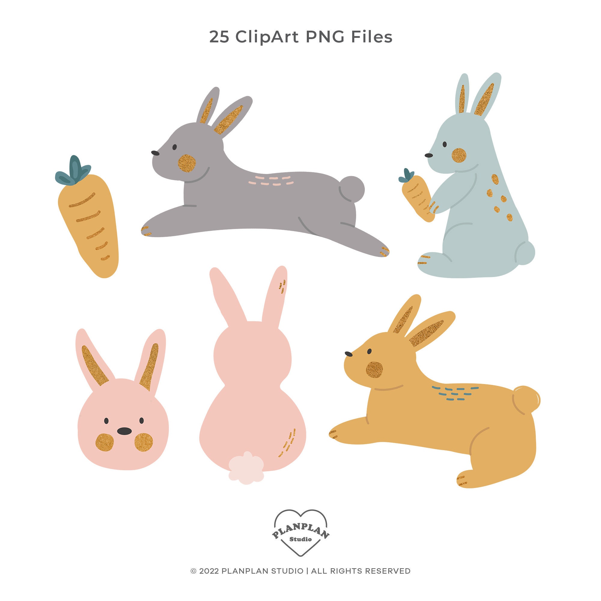 Pastel Easter Clip Art, Hand Drawn Easter PNG, Easter Bunny ...